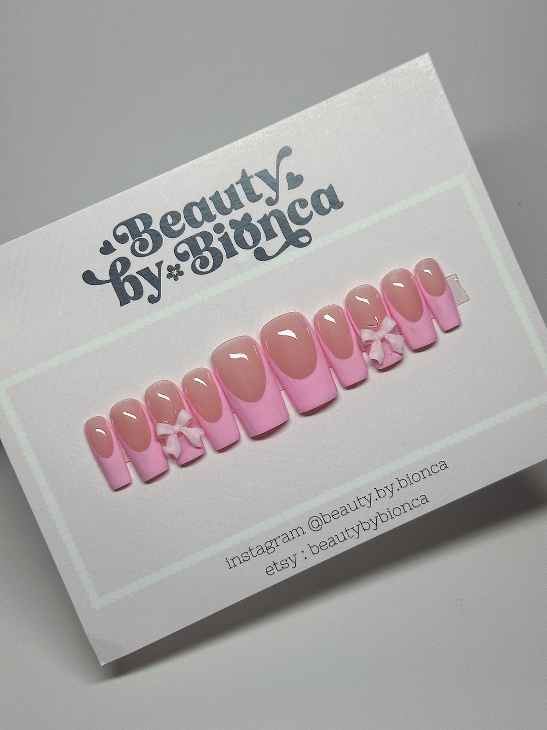Girly Pink French Tip Press on Nails: Bubble Gum Pink, Soft Girl Style ...