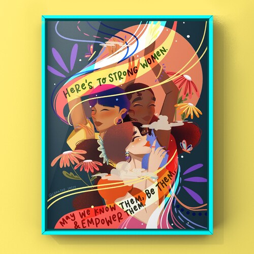 Here's to Strong Women Print Feminist Poster Teacher - Etsy