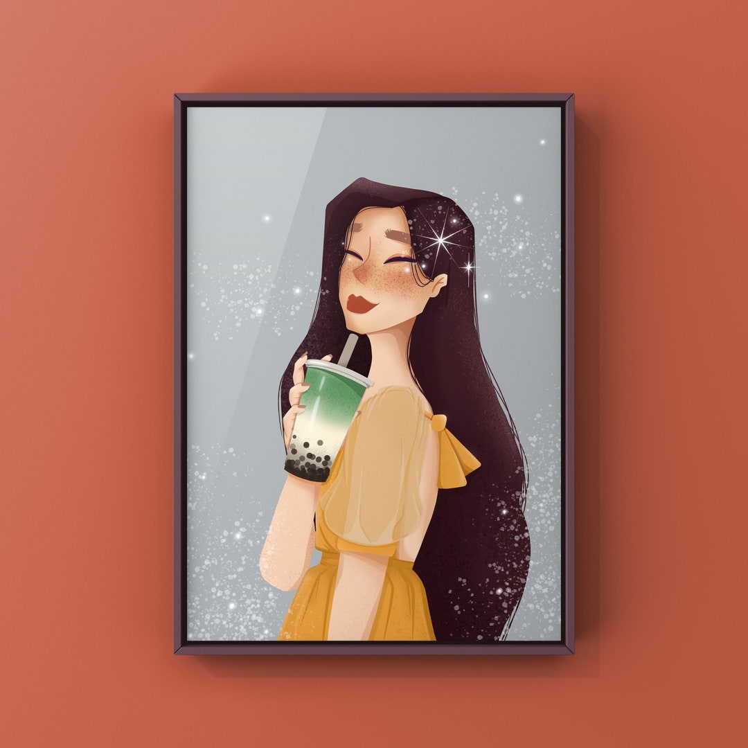 BOBA TEA PRINT | Milk Tea Print, Asian Woman Poster, Women of Color ...