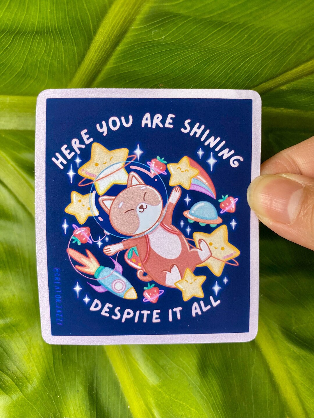 Space Shiba Inu STICKER || Water-resistant, Kawaii Decal, Cute Sticker ...