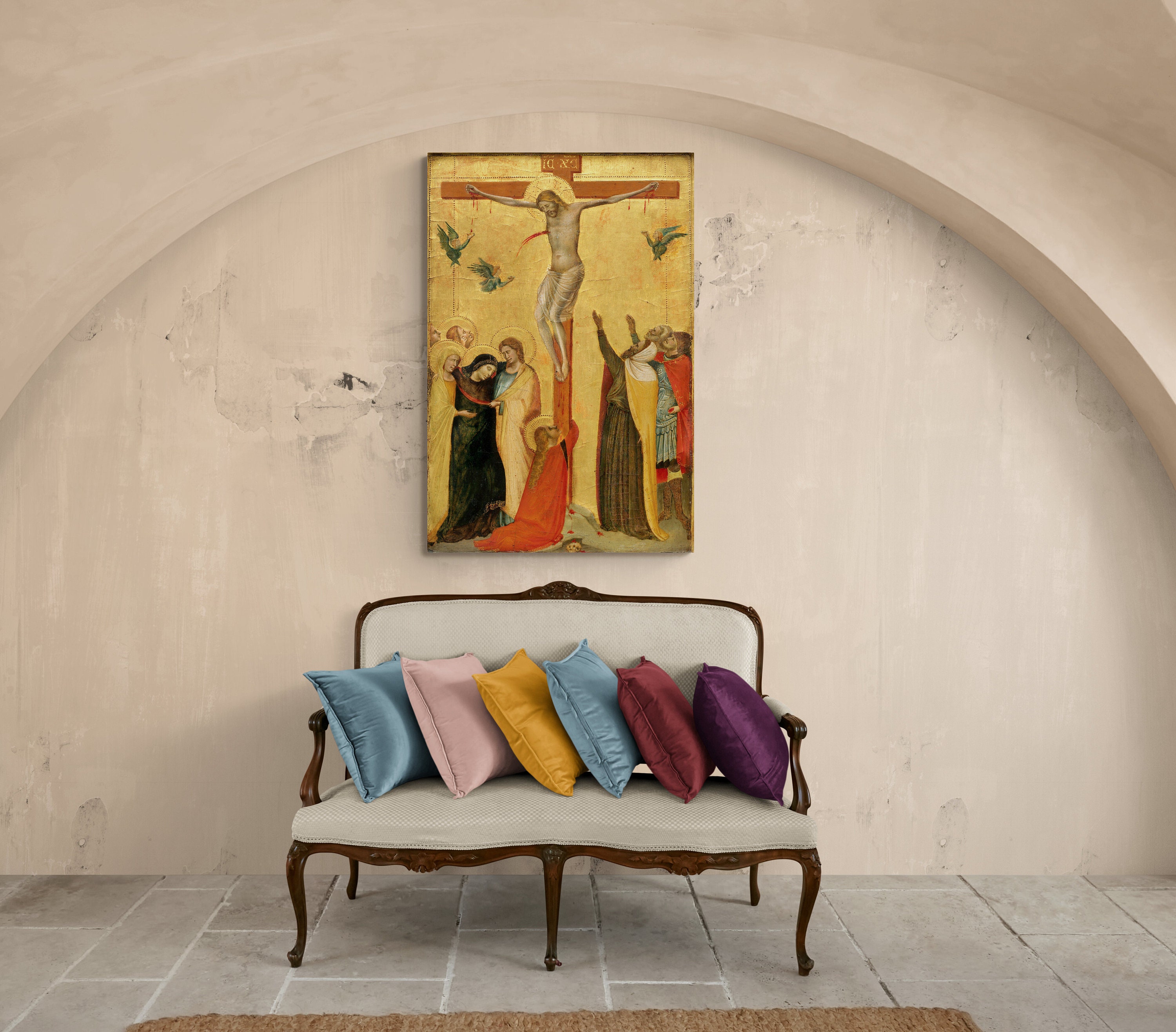 The Crucifixion Painting by Bernardo Daddi 1320 Canvas Print Restored ...