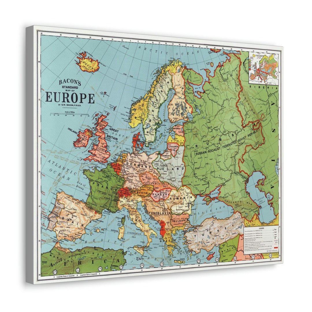 Vintage Map of Europe the Mediterranean Sea Antique Europe Map 19th Century Europe Map Old World ...