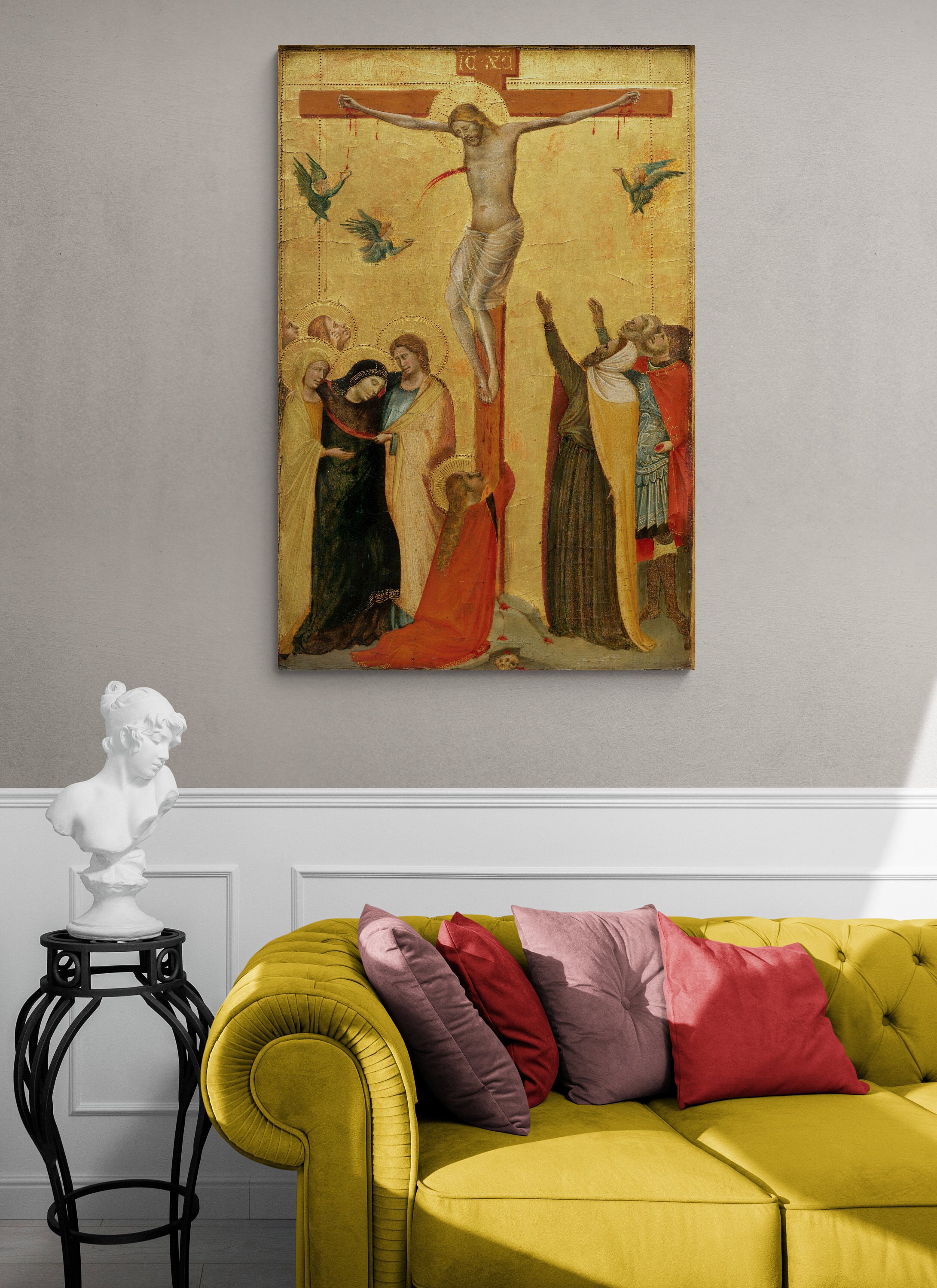 The Crucifixion Painting By Bernardo Daddi 1320 Canvas Print Restored