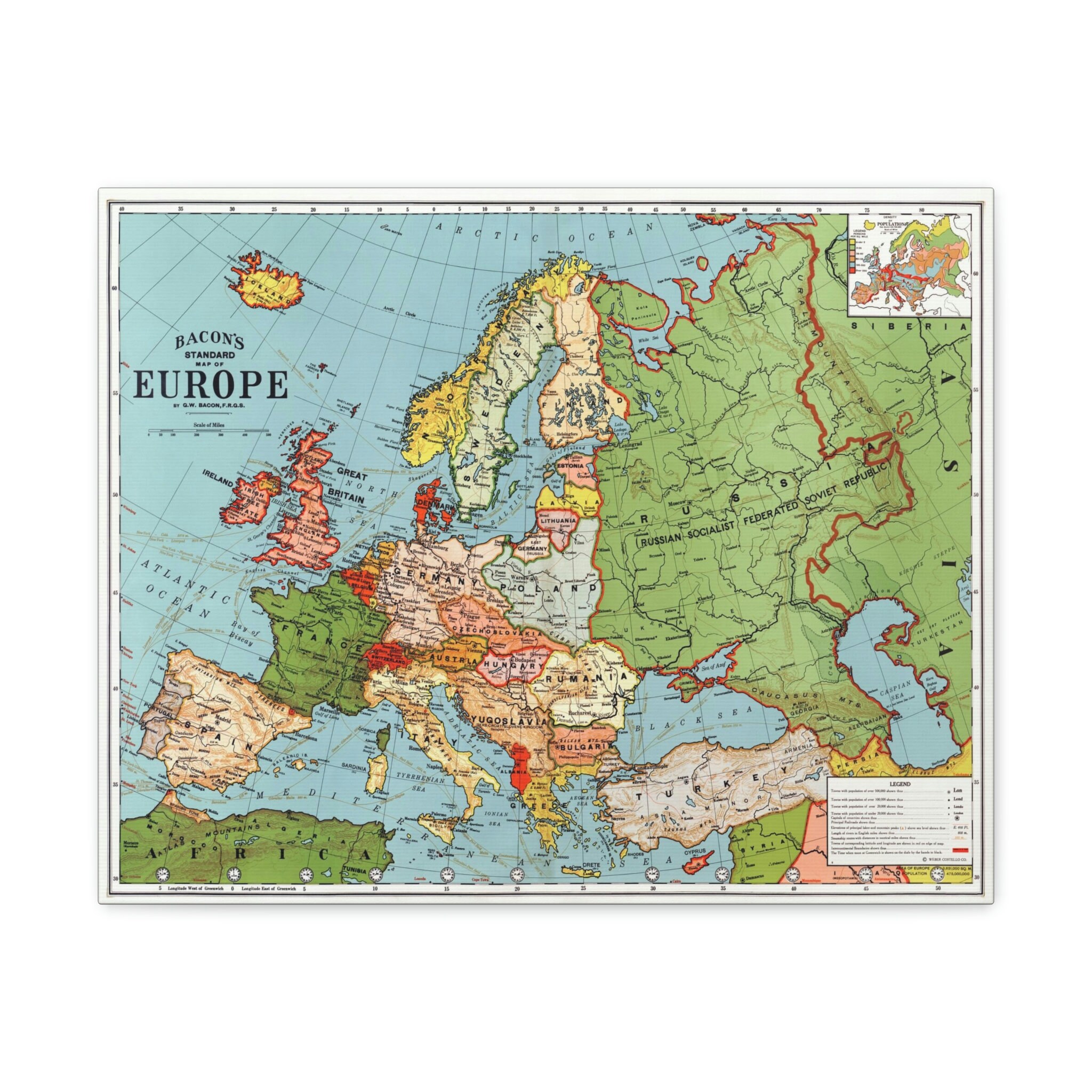 Vintage Map of Europe the Mediterranean Sea Antique Europe Map 19th Century Europe Map Old World ...