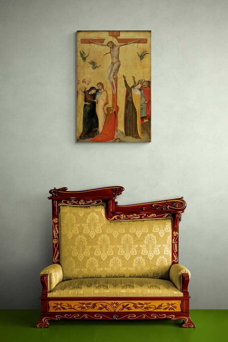 The Crucifixion Painting by Bernardo Daddi 1320 Canvas Print Restored ...