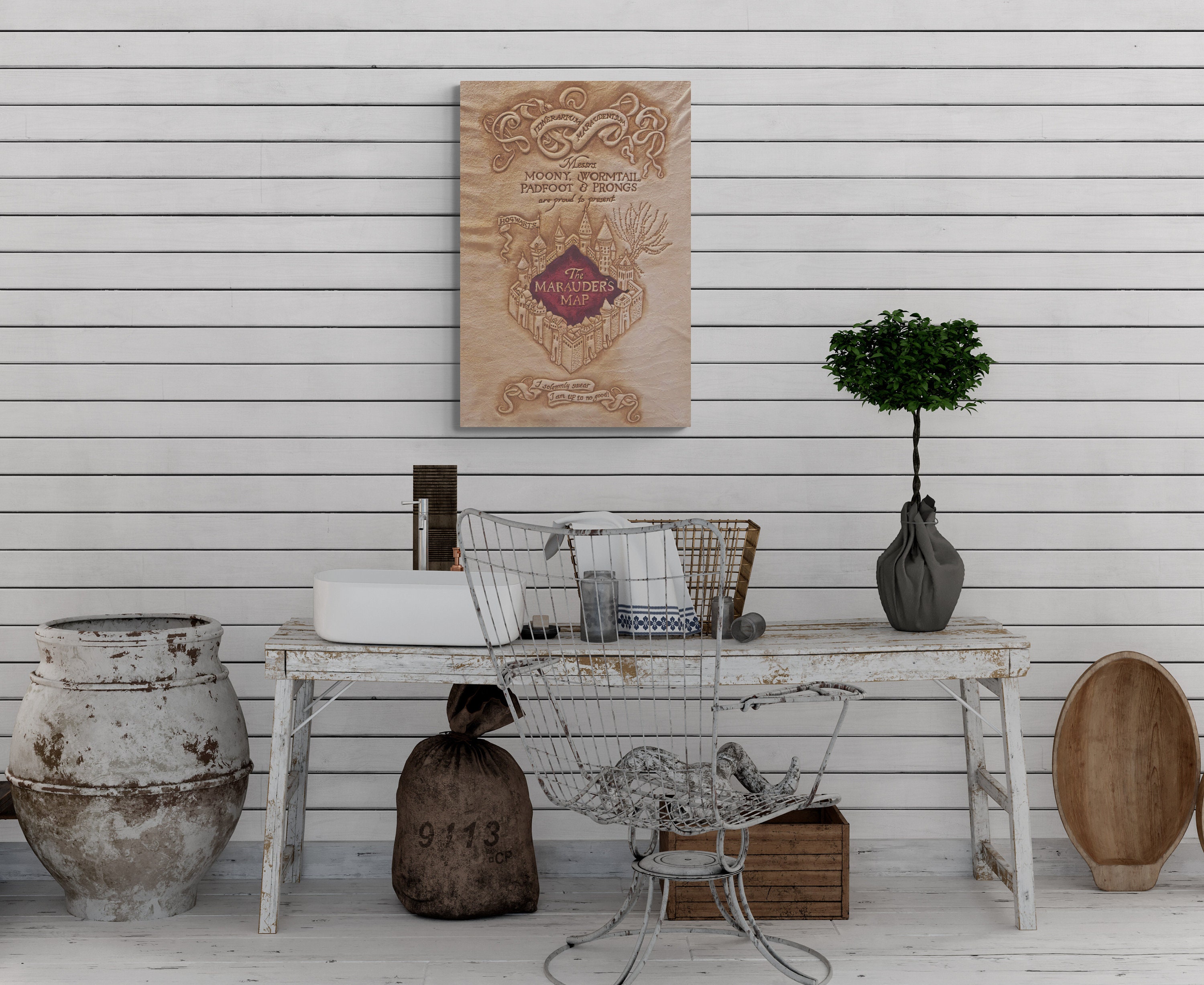 Hogwarts Marauder's Map Harry Potter Canvas Print Hogwarts Map Wall ...