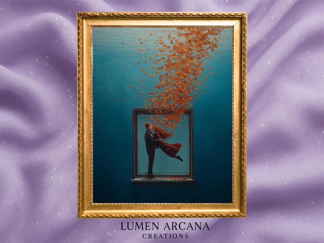 Surreal Romance Printable Wall Art – Dreamlike Couple in Blue With ...