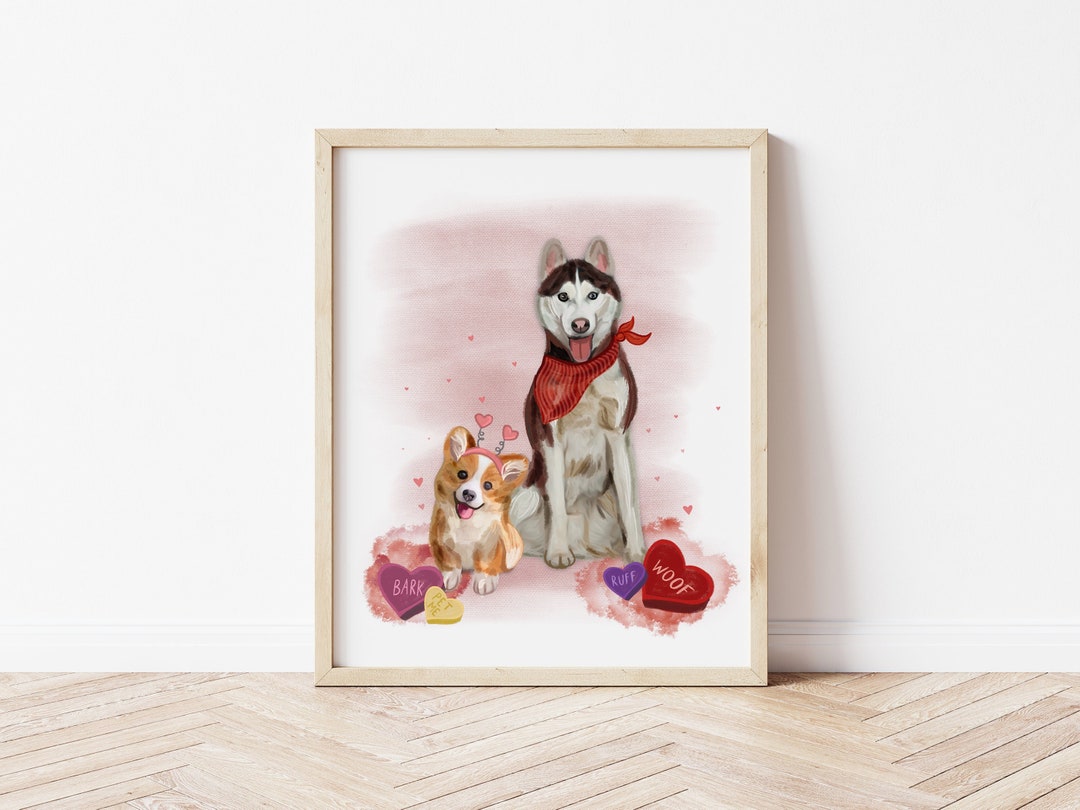 Digital Download Valentines Print, Valentines Day Animals Decor,dog ...