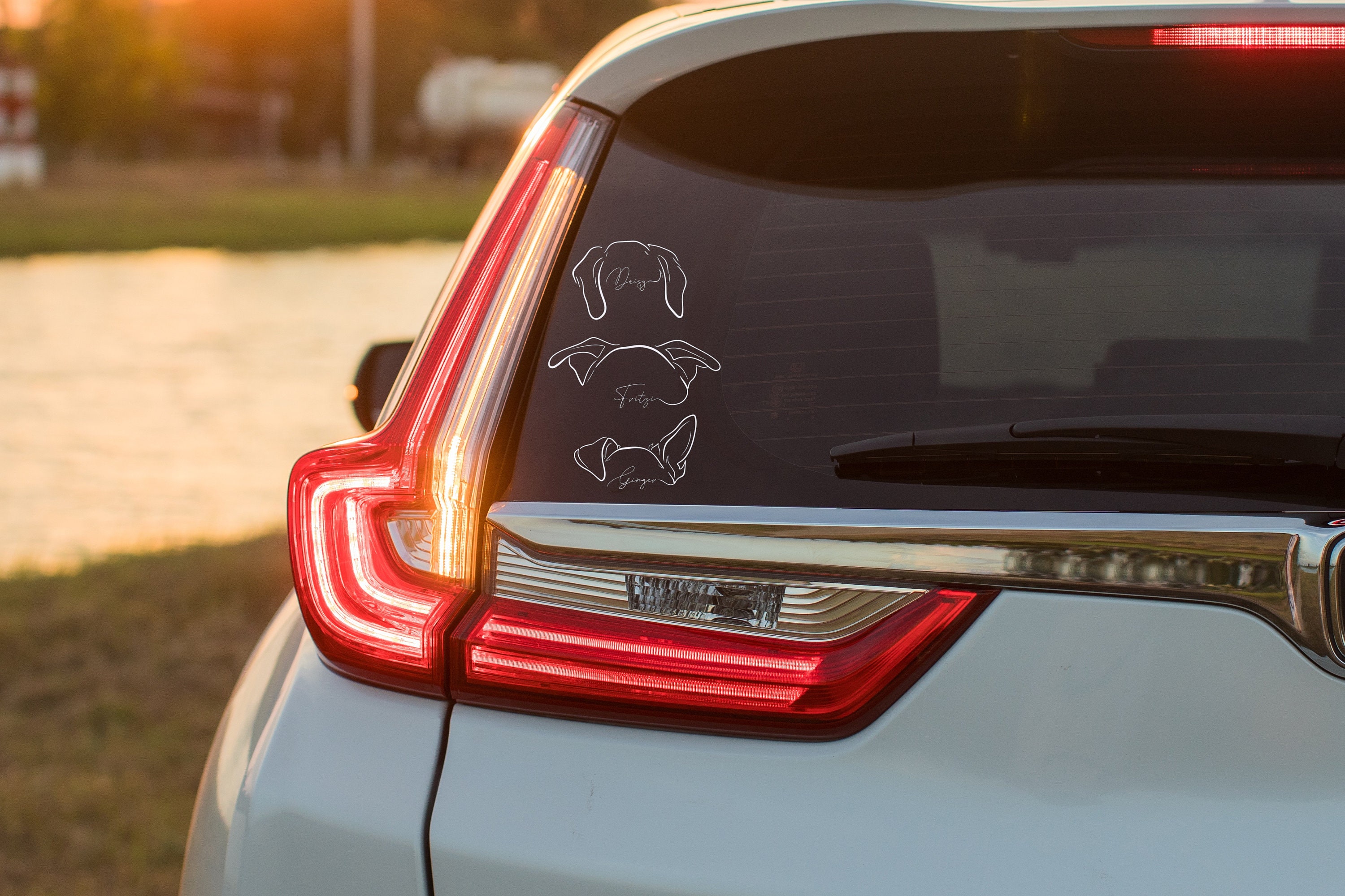 Custom Ear Pet Portrait Car Decal, Personalized Dog Car Sticker, Cat ...