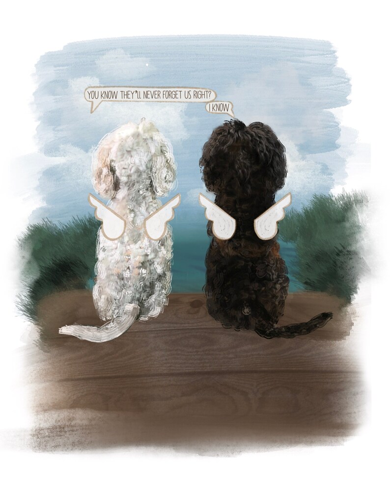 Custom Angel Pet Portrait Painting, Pet Loss, Personalized Memorial ...
