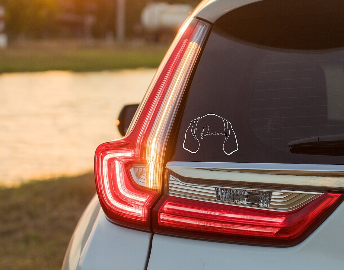 Custom Ear Pet Portrait Car Decal, Personalized Dog Car Sticker, Cat ...