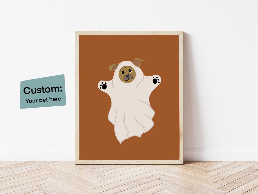 Custom Fall Pet Portrait, Ghost Decor, Fall Decor, Halloween Wall Art ...