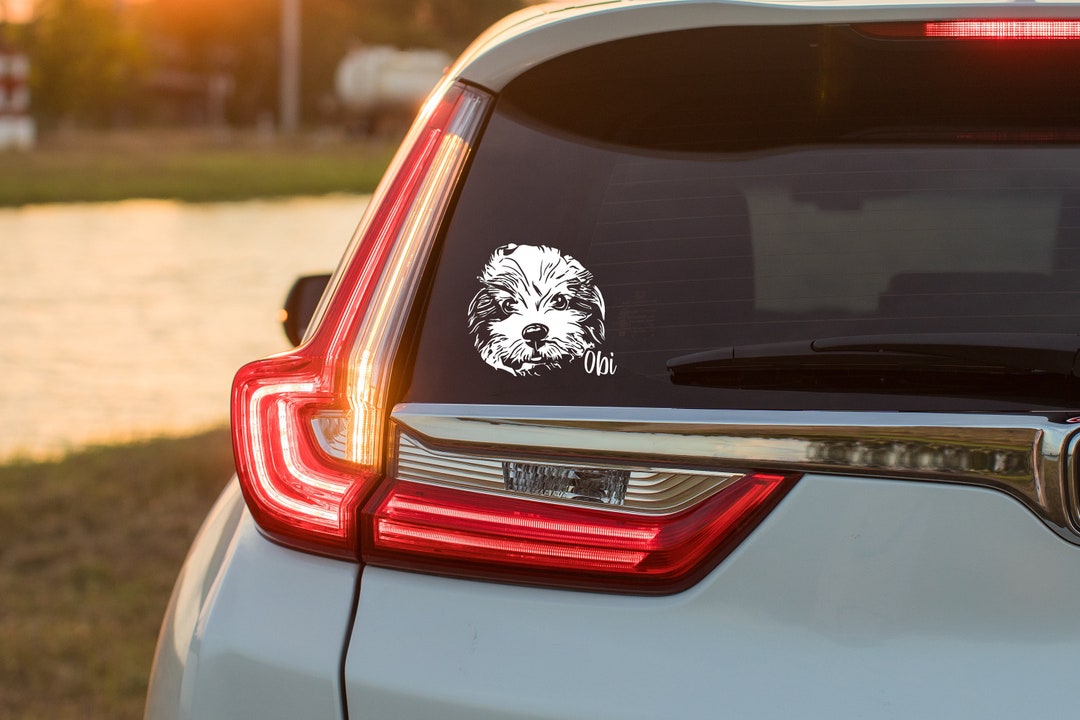 Custom Pet Portrait Car Decal, Personalized Dog Car Sticker, Cat Decal ...