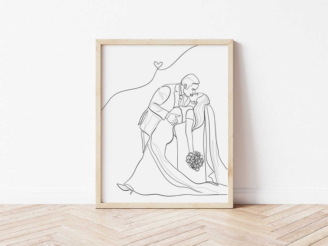 Custom Wedding Minimalistic Line Art, Simplistic, Sentimental, Line ...