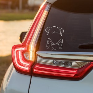 Custom Ear Pet Portrait Car Decal, Personalized Dog Car Sticker, Cat ...