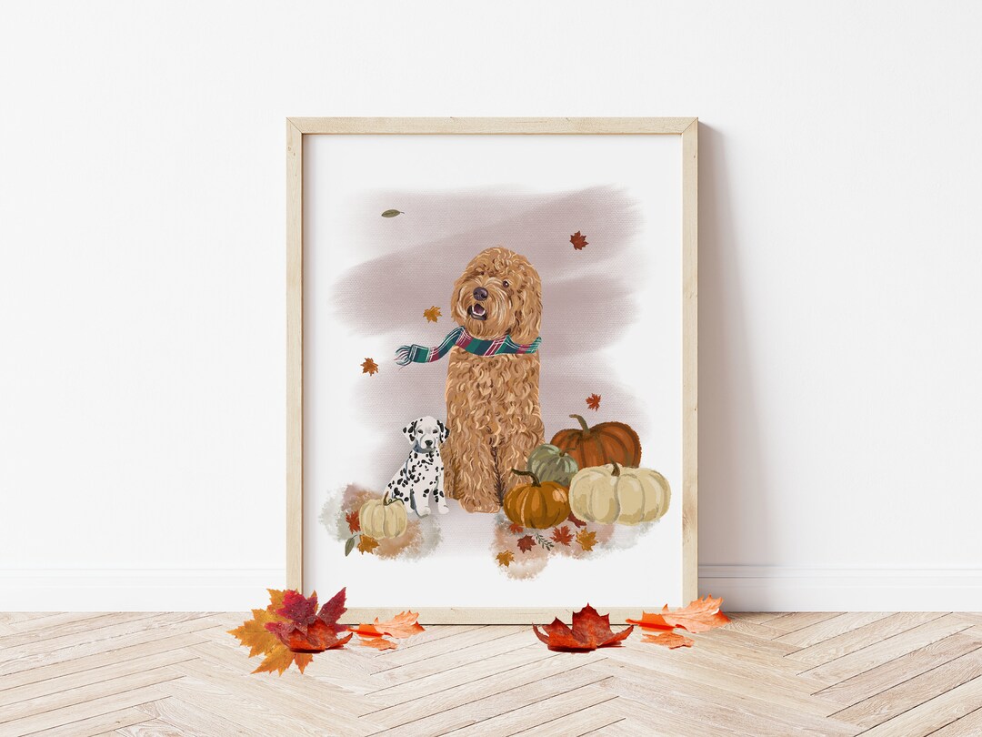 Digital Download Fall Dog Wall Art, Pumpkin Patch Dog Decor,halloween ...