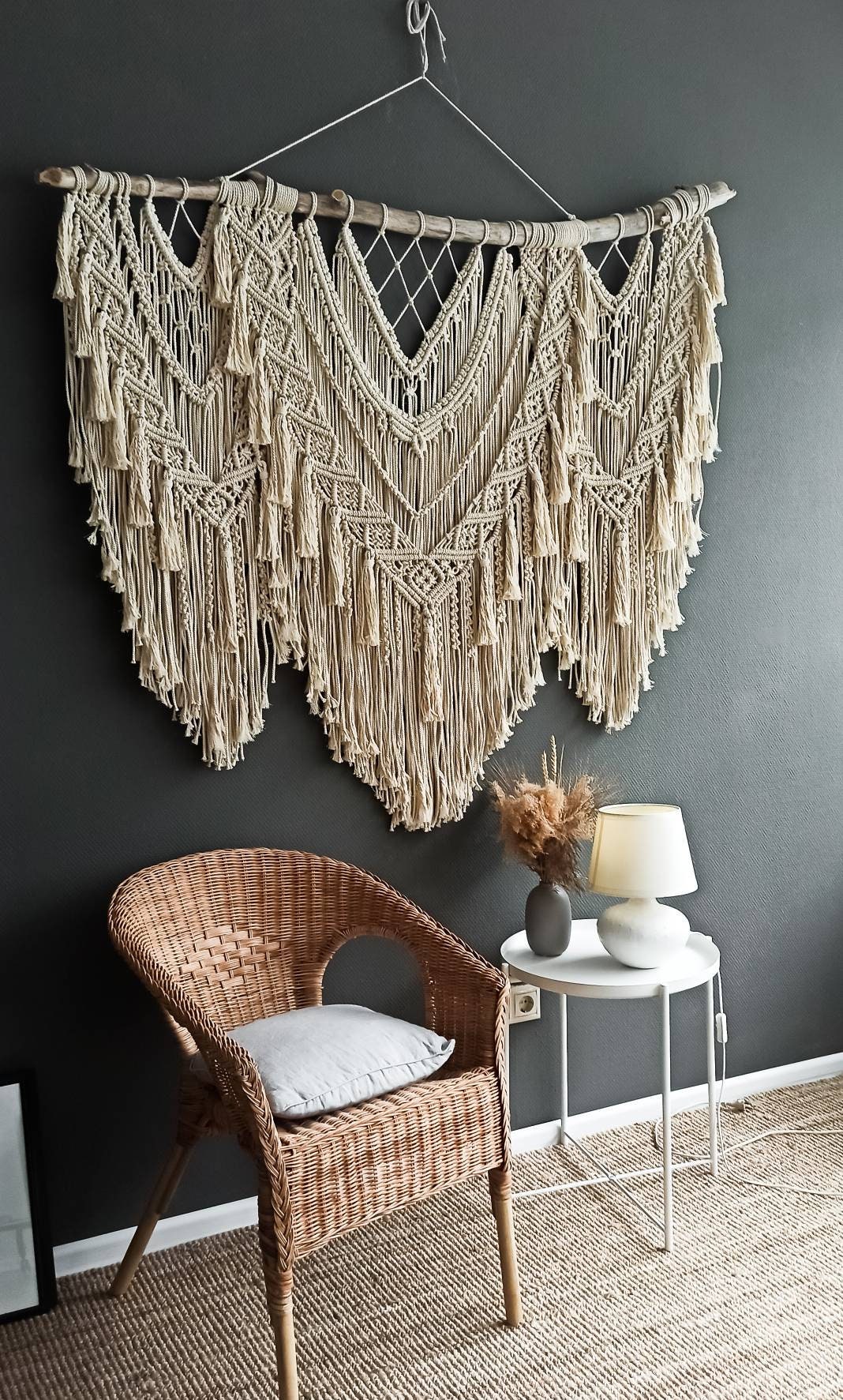 Extra large boho macrame Queen bed macrame headboard Boho | Etsy