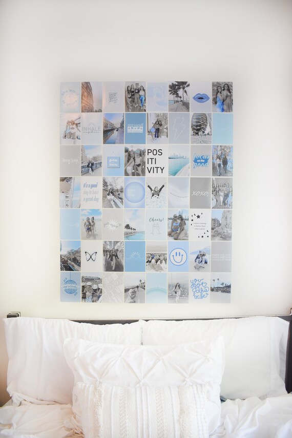 Personalized Wall Collage Kit Preset Blue Gray Aesthetic Etsy