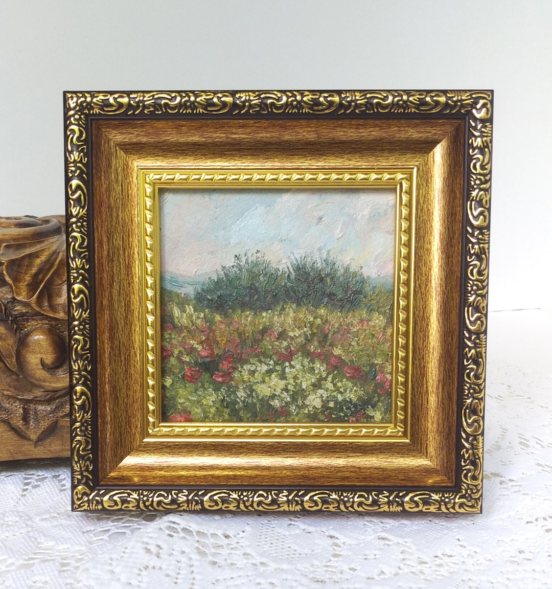 Wildflowers Painting, Framed Art, Field Landscape, Oil Painting ...