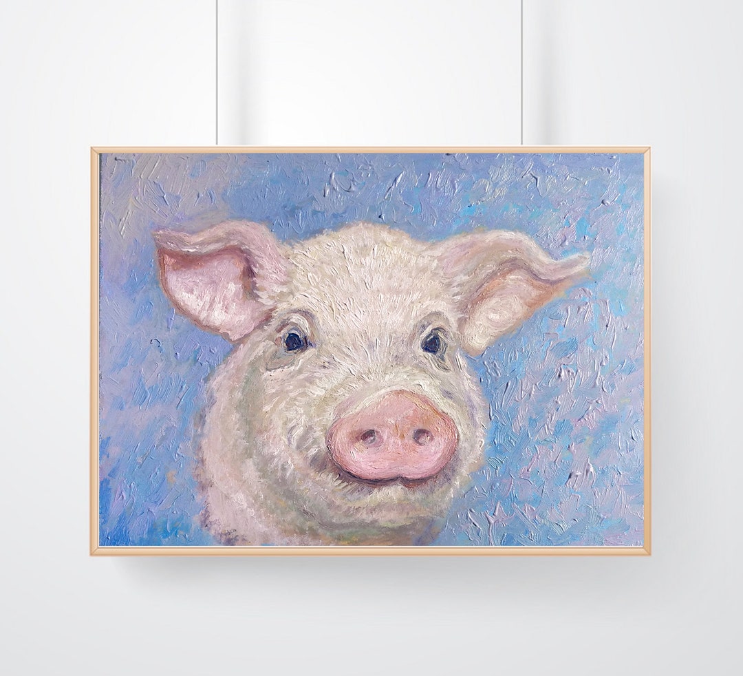 Pig Painting Original Art Farm Animal Painting Pig Wall Art Pig Farm ...