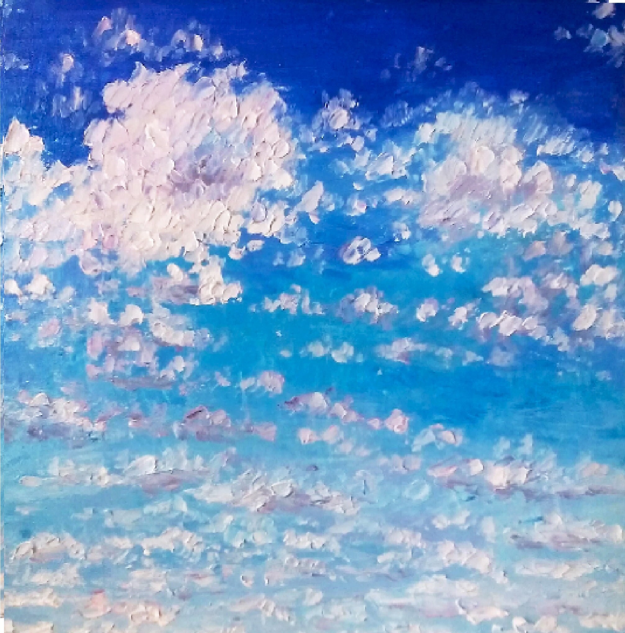 Clouds Painting Blue Sky Art Pink Clouds Painting Bedroom Wall Art ...