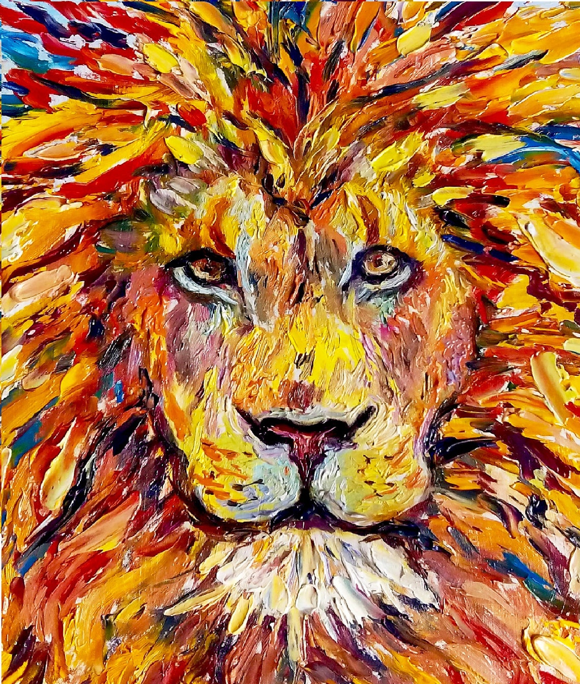 Lion Oil Painting Original Artwork Lion Head Painting Wildlife - Etsy