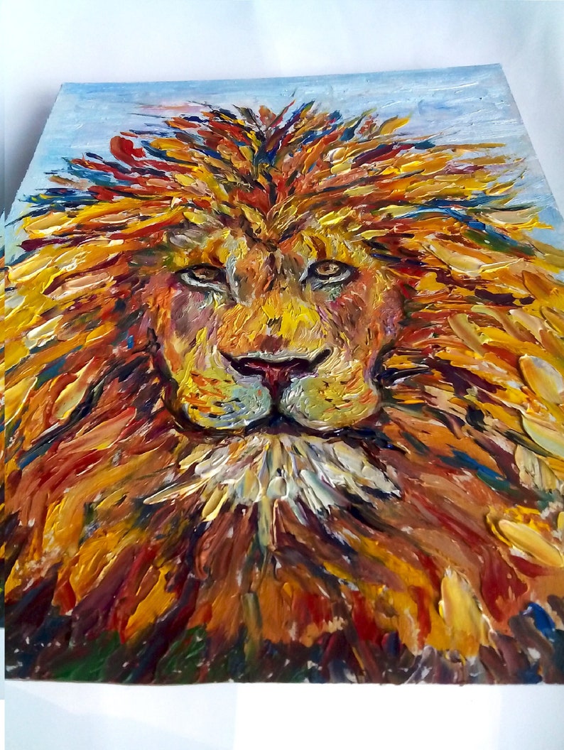 Lion Oil Painting Original Artwork Lion Head Painting Wildlife - Etsy