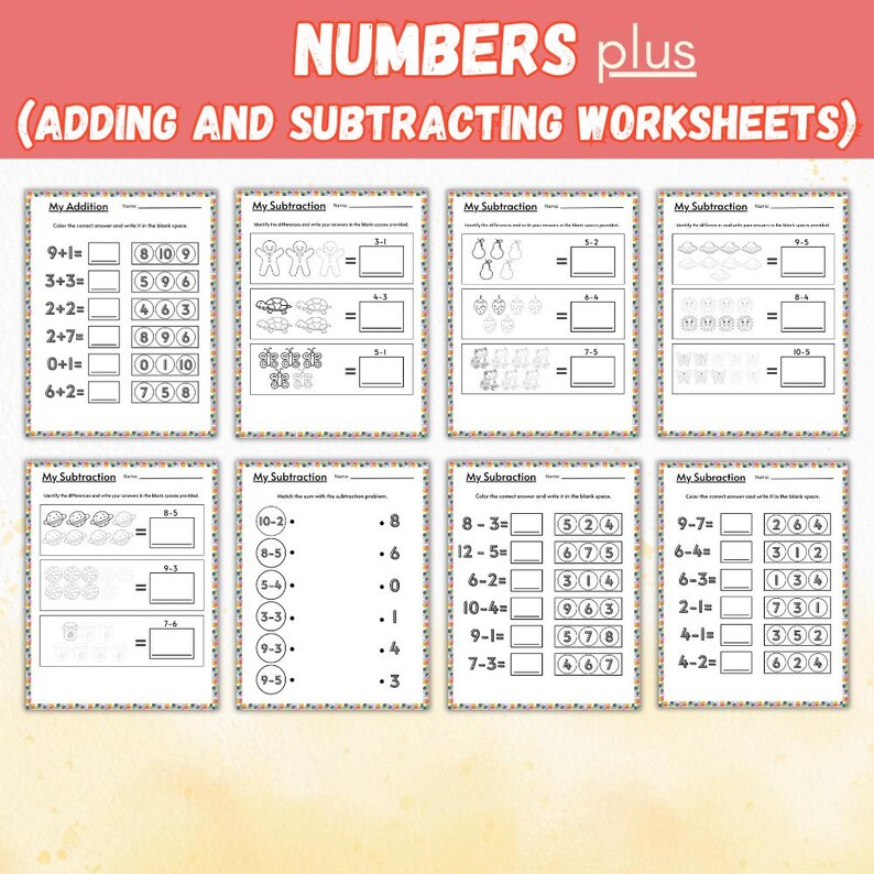 Addition & Subtraction Worksheets: Math Tracing Activities (PDF ...