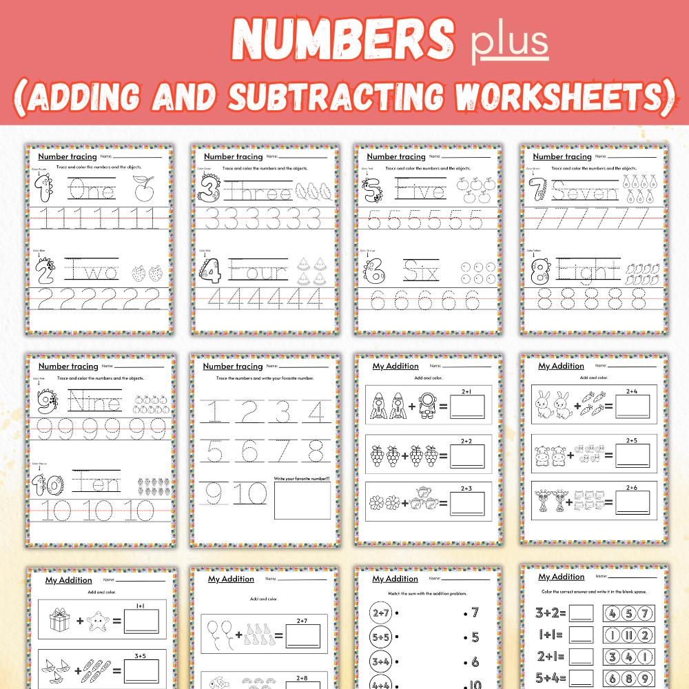 Addition & Subtraction Worksheets: Math Tracing Activities (PDF ...