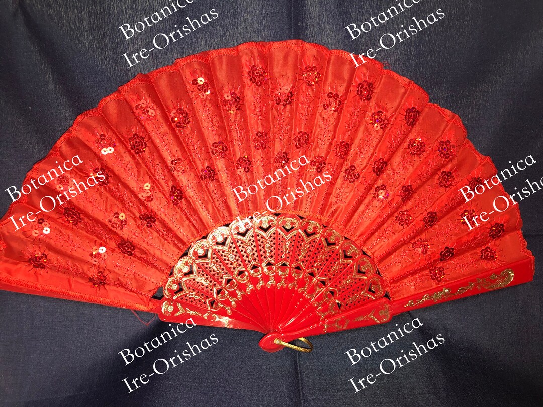 12 Abanico Fan Rojo Red Para Shango Chango Religion Yoruba Ifa Santeria ...
