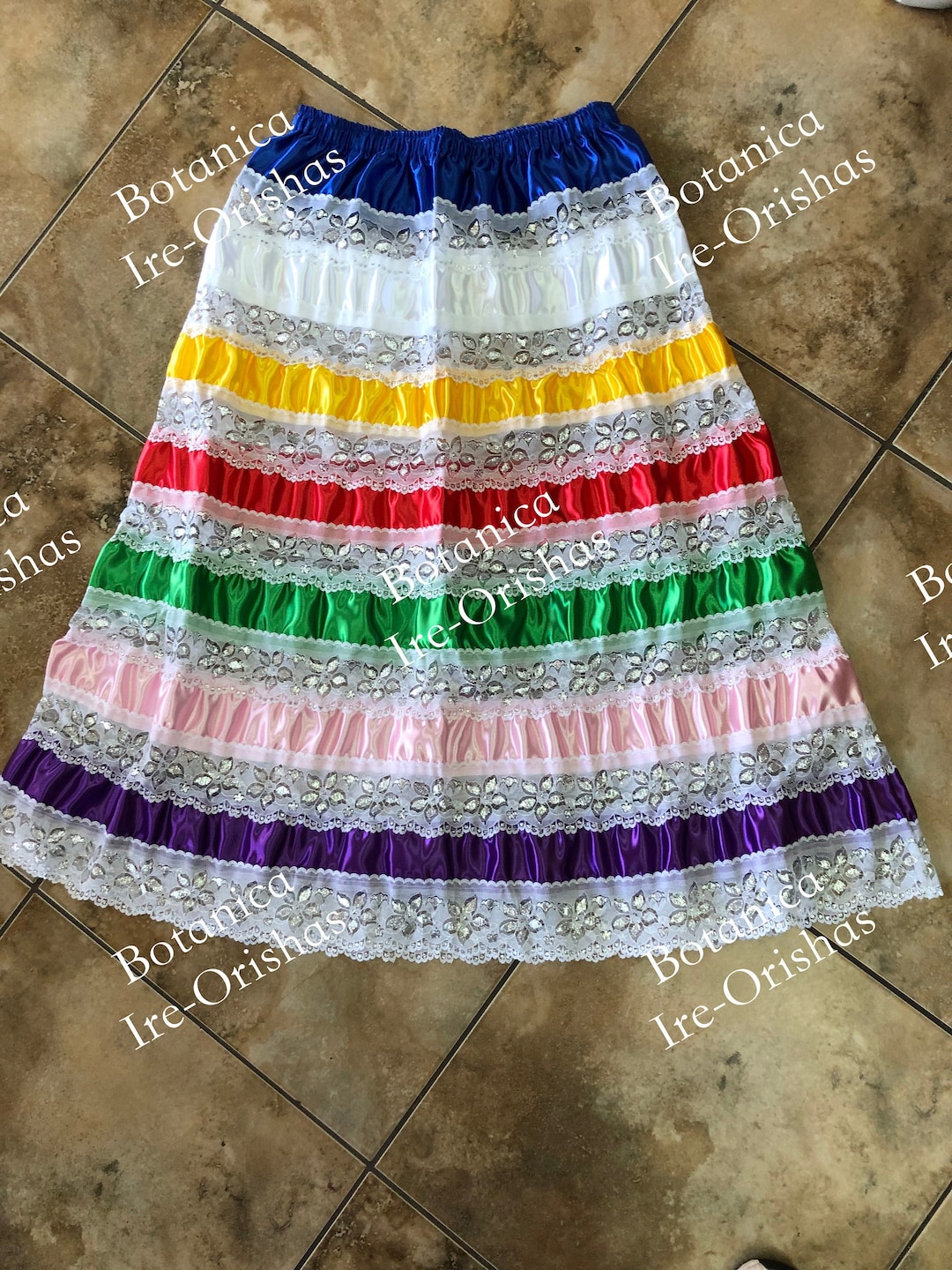 Saya Salla Falda De 7 Colores En Satin Religion Yoruba Ifa Santeria ...