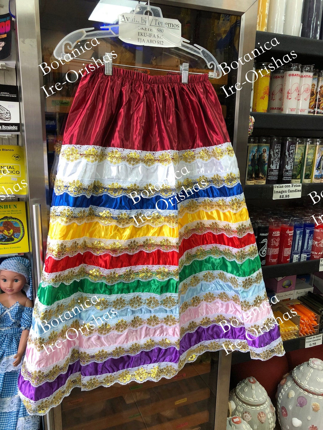 Olla Oya Saya Salla Falda De 9 Colores En Satin Religion Yoruba Ifa ...