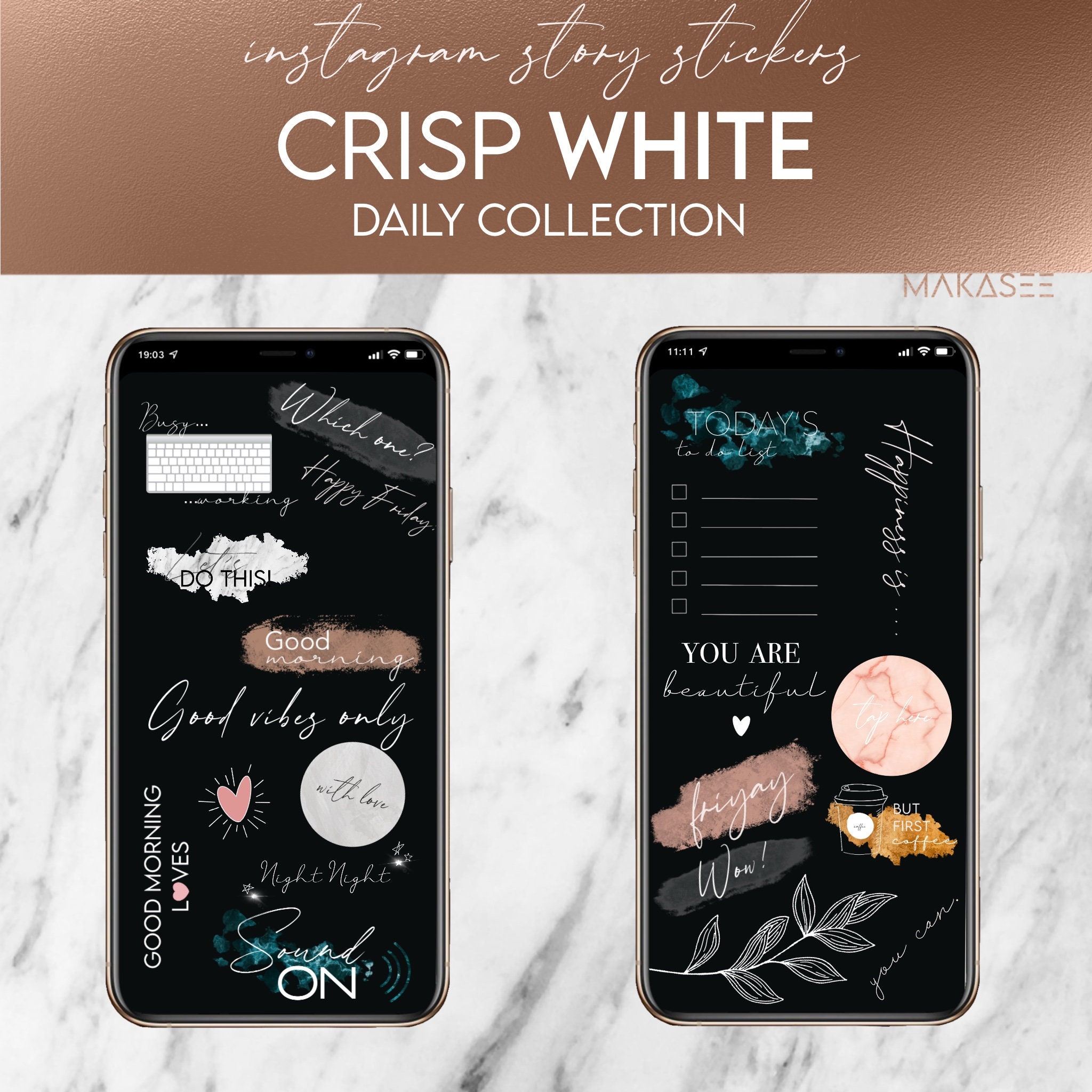 90 INSTAGRAM STORY STICKERS || White Daily Collection | Instagram Story ...