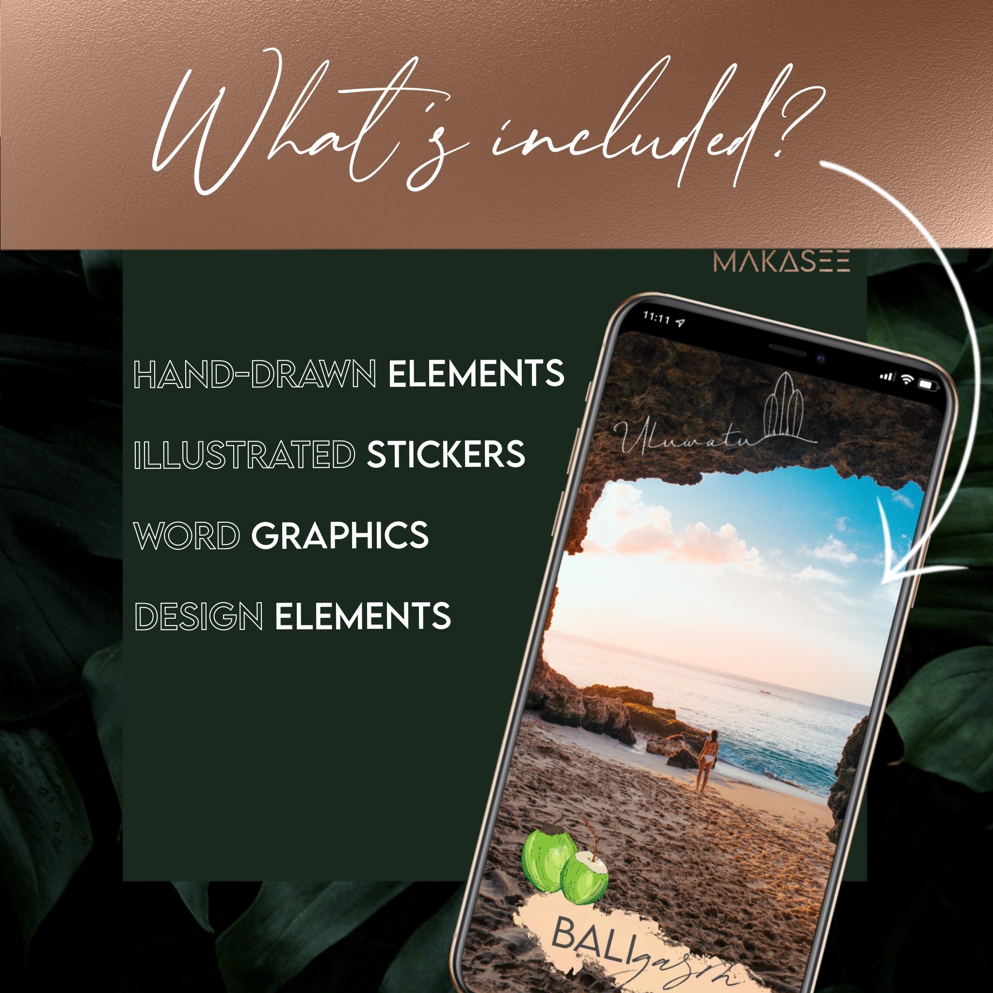 60 INSTAGRAM STICKERS Bali Vibes Collection Instagram | Etsy