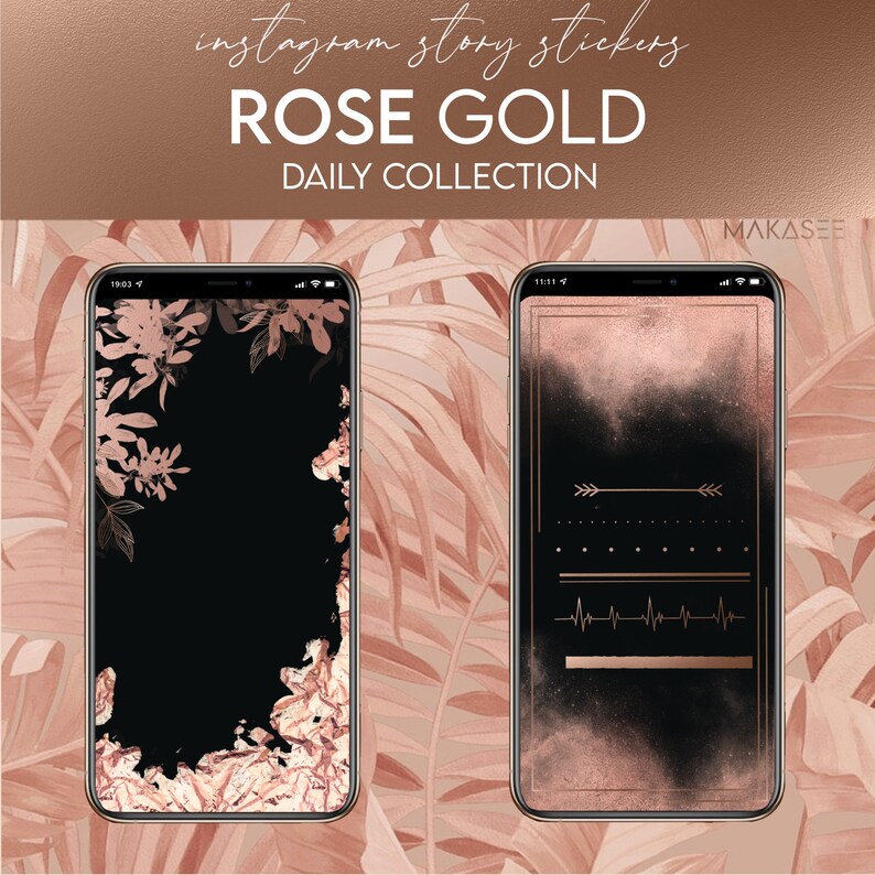 80+ ROSE GOLD STICKERS || Rose Gold Daily Collection | Instagram Story ...