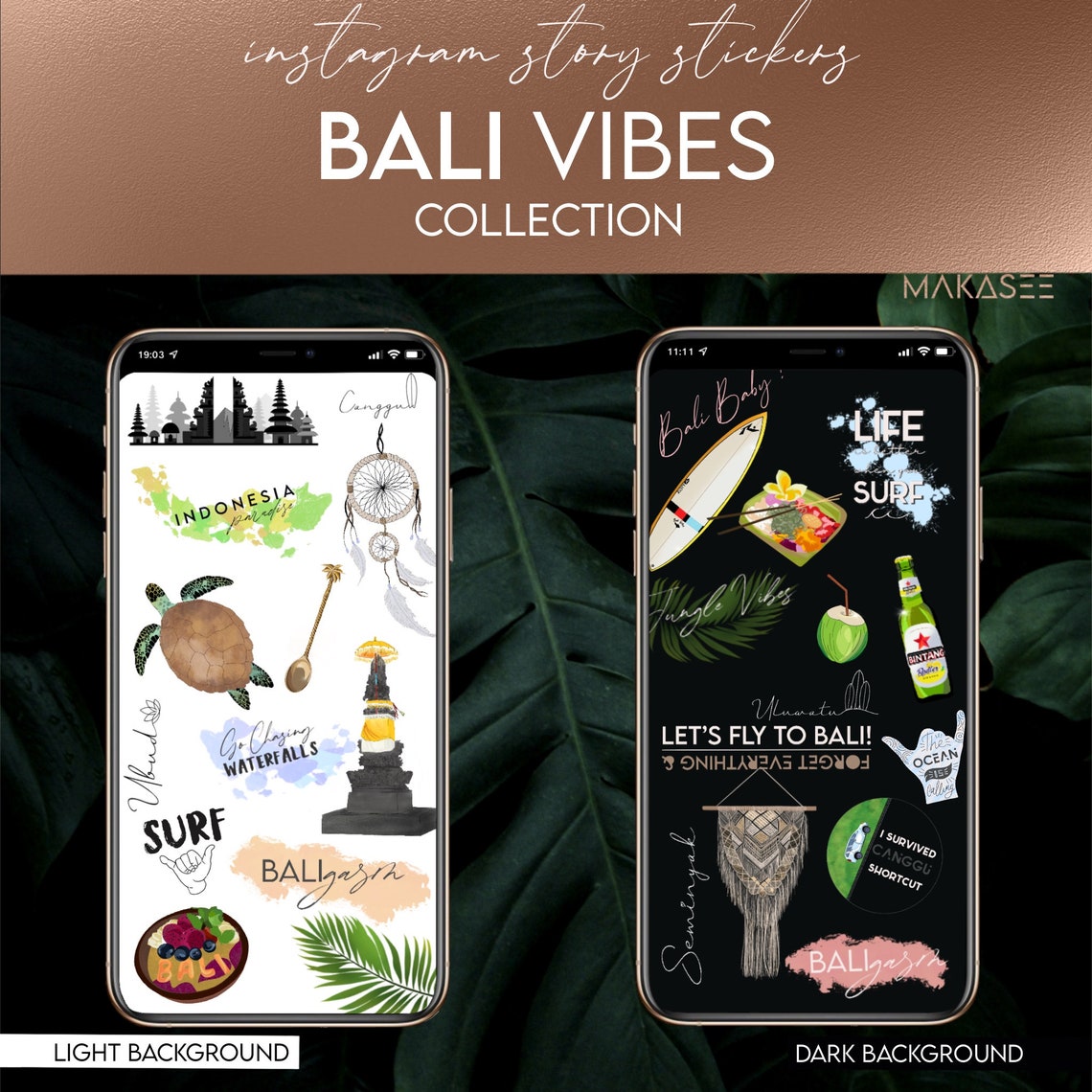 60 INSTAGRAM STICKERS Bali Vibes Collection Instagram - Etsy