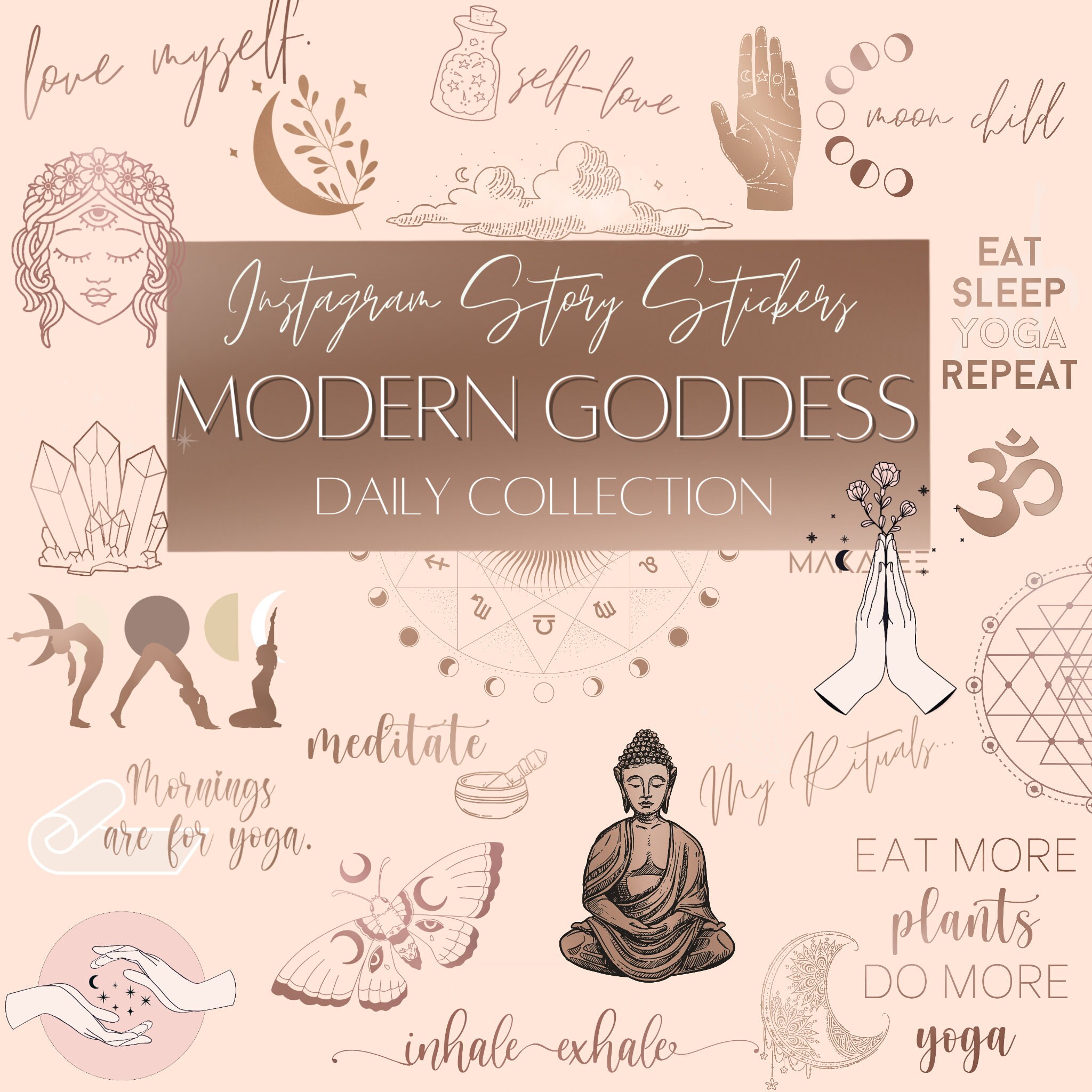 80 INSTAGRAM STORY STICKERS Modern Goddess Collection Spiritual Yoga ...