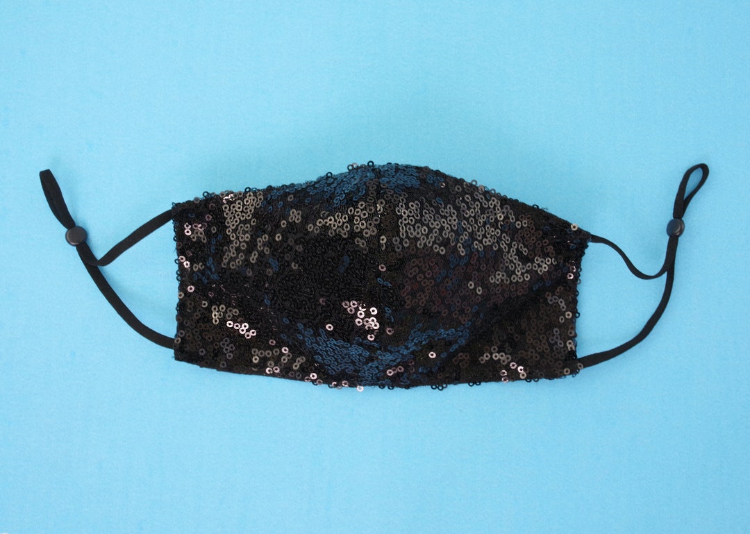 Black Sequin Face Mask, Prom Face Mask, Prom Mask, Face Mask With Nose ...