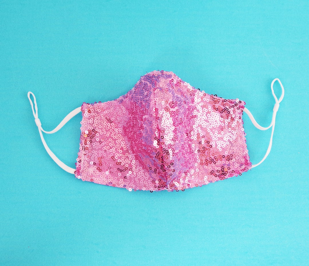 Pink Sequin Face Mask, Sequin Face Mask, Face Mask With Nose Wire, Face ...