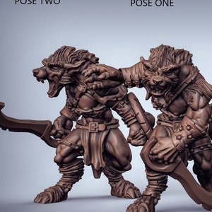 Wolfen Wolf Men With Weapons 28mm or 32mm 3D Resin Printed Miniatures D ...