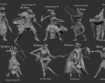 Yuan Ti Serpentine Characters Snake Folk Miniatures DND Pathfinder ...