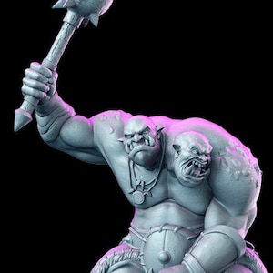 Ettin Giant 2-headed Ogre Monster D&D Resin 32mm / 28mm Miniature ...