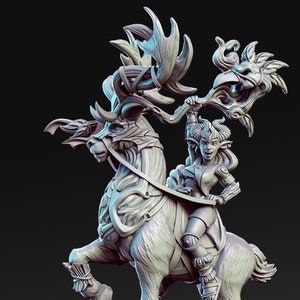 Wood Elf bronwin & Deer Mount Mini Resin Miniature Inside the Magic ...