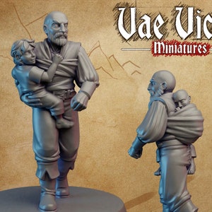 Dad W/ Kids NPC Father 28mm 32mm D&D Resin Miniature Dungeons and ...