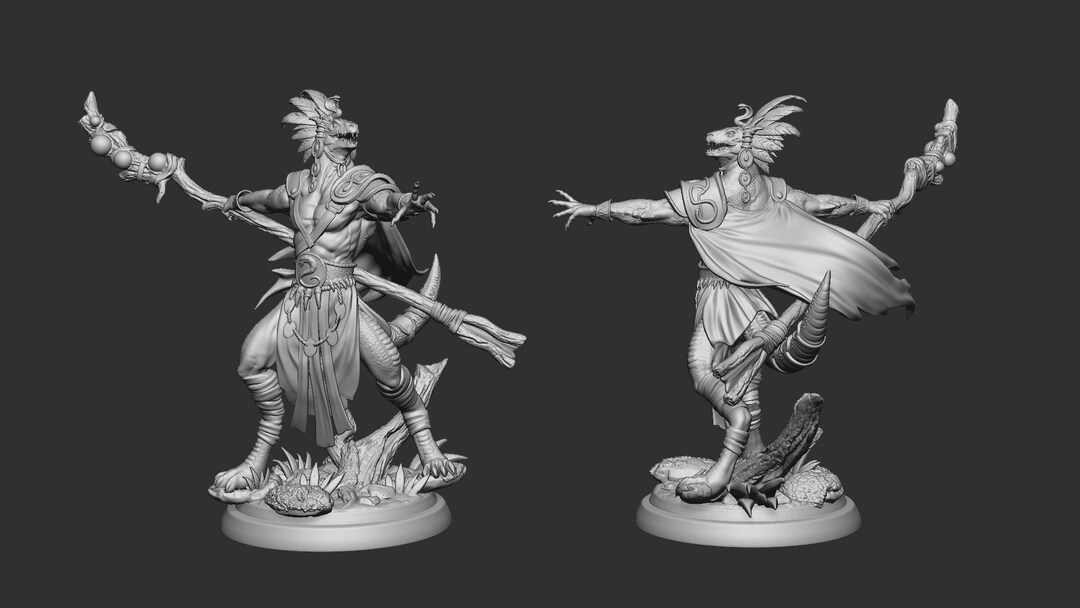 Lizard Sorcerer 28mm or 32mm D&D Resin Miniature Dungeons and Dragons ...
