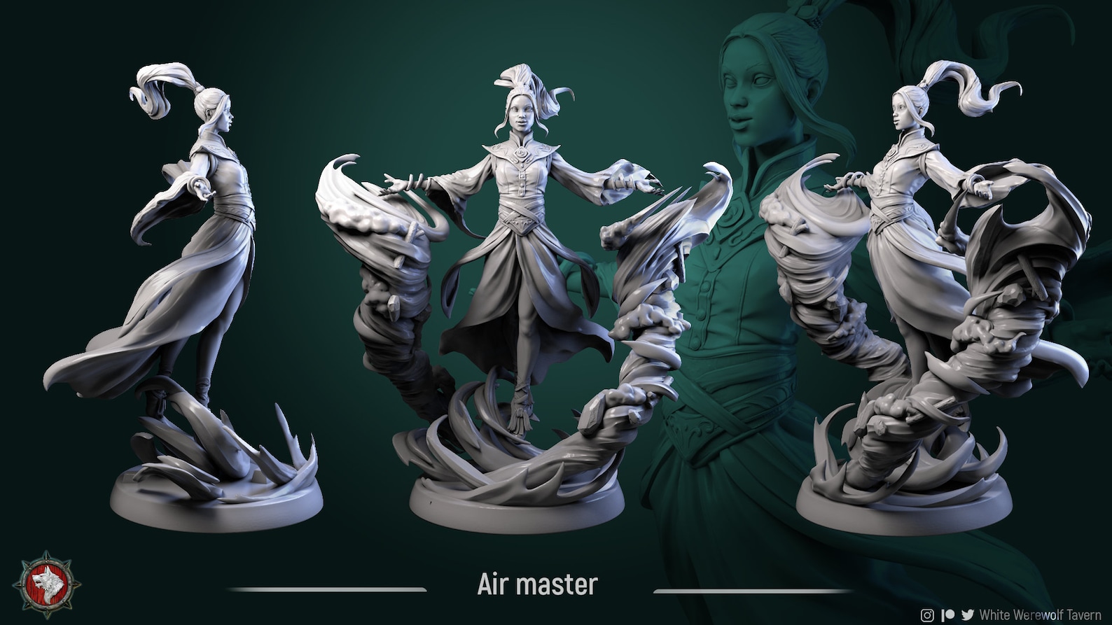 Air Master Bender Resin Mini 28mm 32mm and 75mm Scales Dungeons and ...
