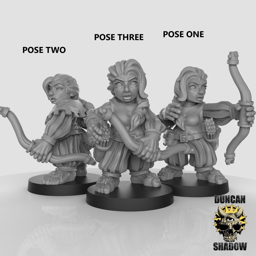 Female Halfling Rangers 28 or 32mm 3D Resin Printed Miniatures D&D ...