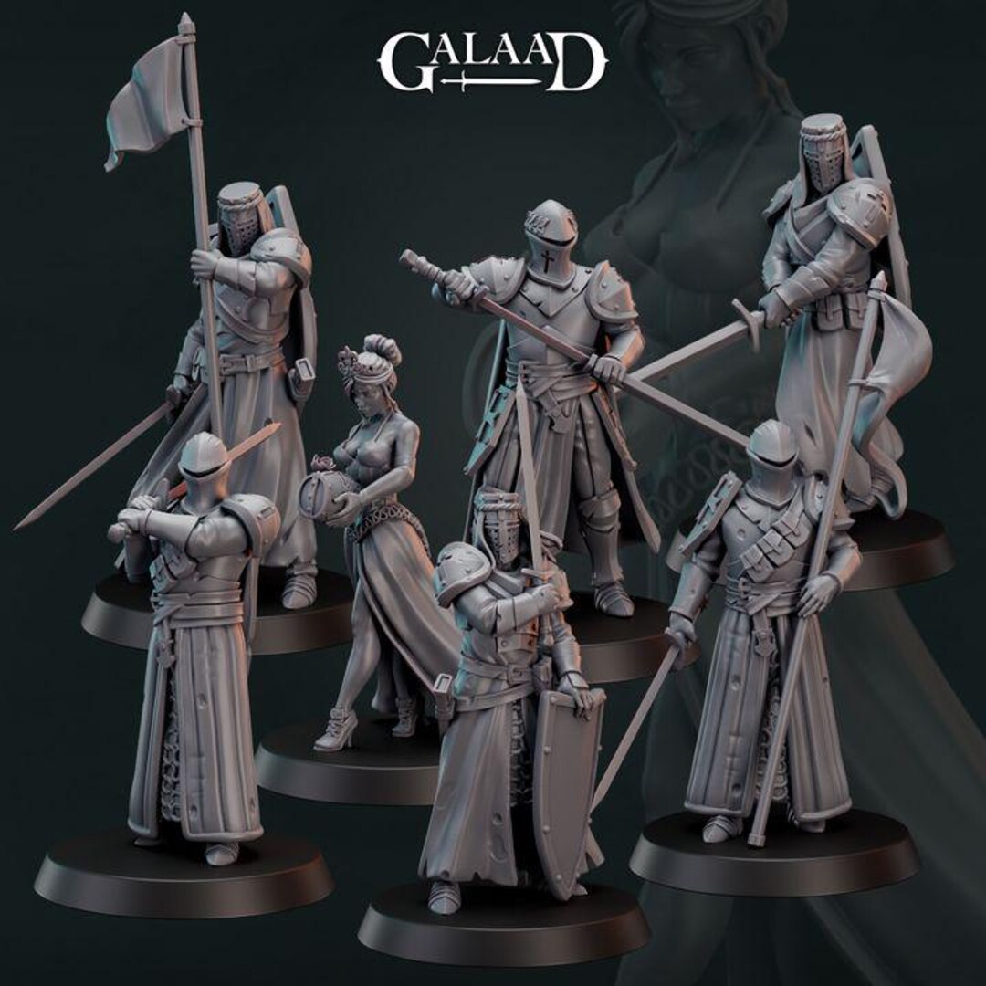 Knights and Princess Set 28 32 or 54mm Resin Miniature Dungeons and ...