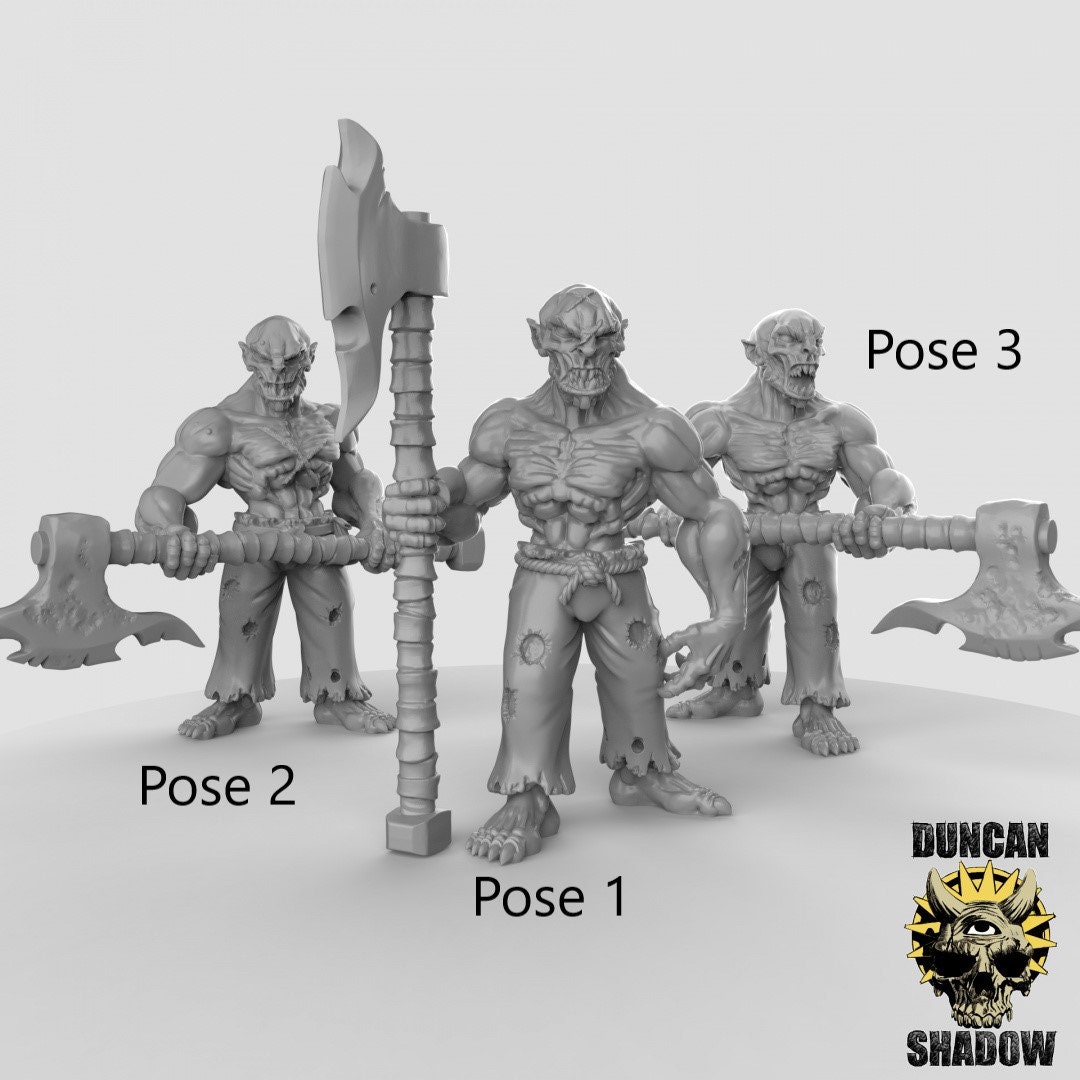 Great Axe Wielding Ghoul Monster Minis 28mm Resin Miniatures Dungeons ...