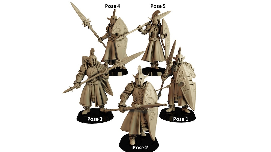 Elf Lancers 28mm / 32mm D&D 3D Resin Printed Miniature Dungeons and ...